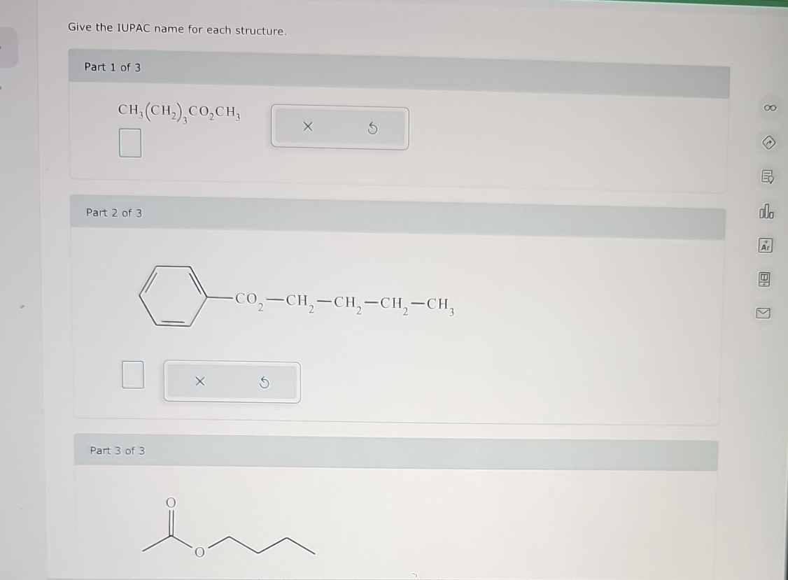 Solved Give the IUPAC name for each structure.Part 1 ﻿of | Chegg.com