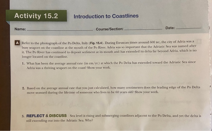 Solved Activity 15.2 Introduction to Coastlines Name: | Chegg.com