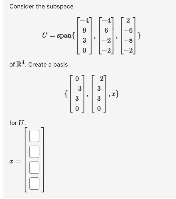 Solved Consider the subspace | Chegg.com