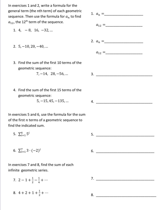 Solved 1. an In exercises 1 and 2, write a formula for the | Chegg.com