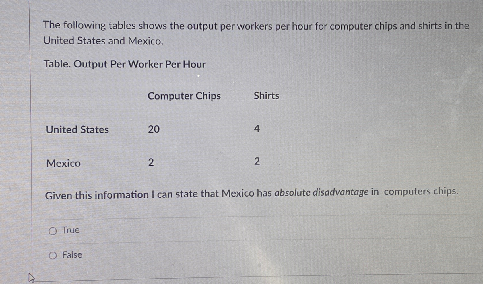 Solved The following tables shows the output per workers per | Chegg.com