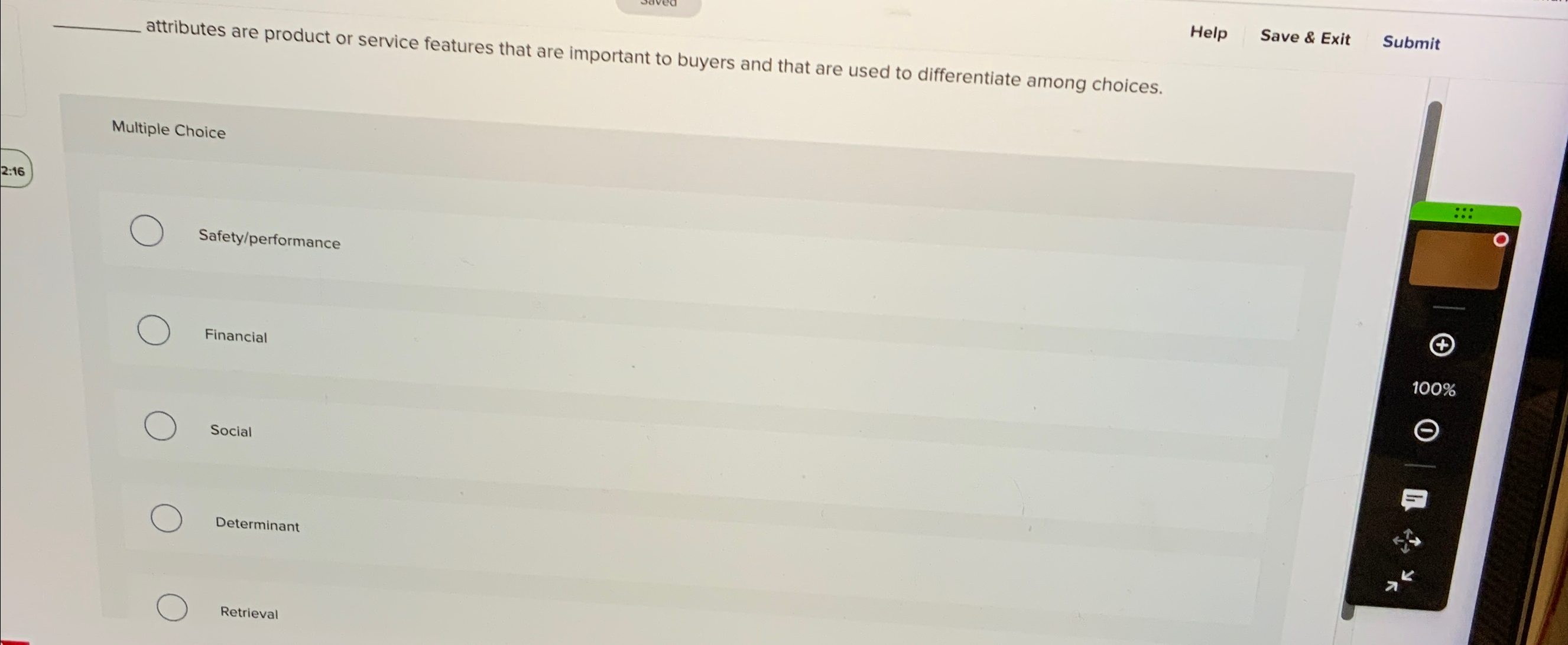 Solved HelpSave & ExitSubmitMultiple | Chegg.com