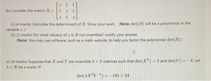 Solved (14 marks in total) (a) (4 marks) Let A be the matrix | Chegg.com