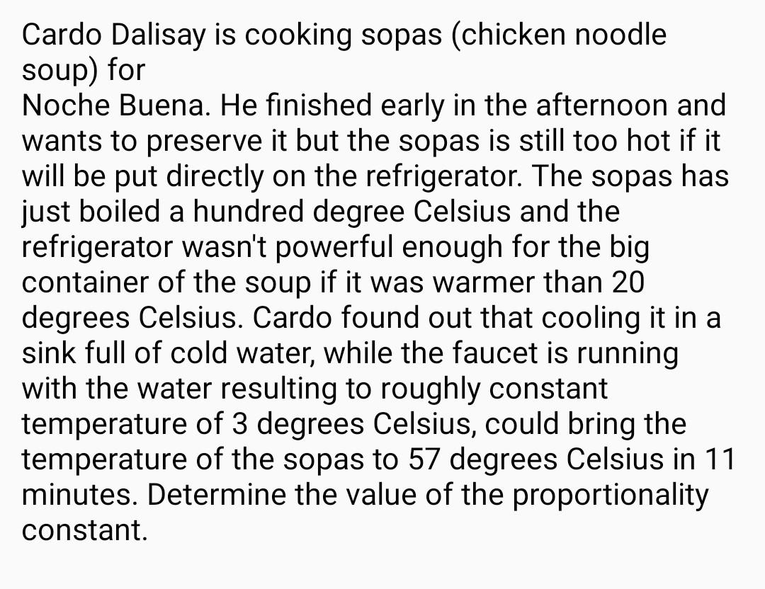 Solved Cardo Dalisay is cooking sopas (chicken noodle soup) | Chegg.com