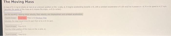 Solved The Moving Mass | Chegg.com