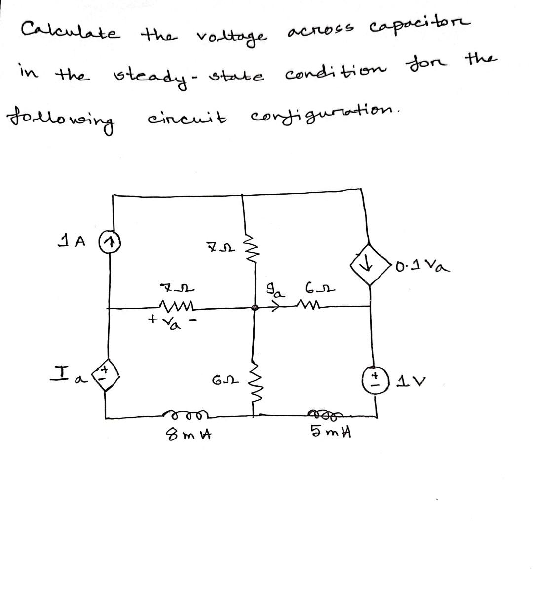 Solved Calculate the voltage across capacitor condition for | Chegg.com