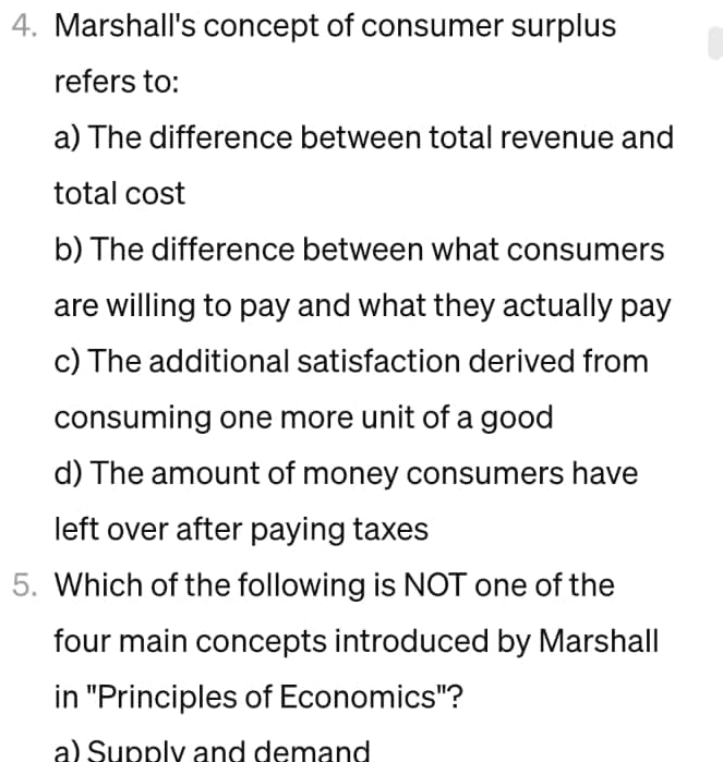 Solved Economics: Marshall's concept of consumer surplus | Chegg.com