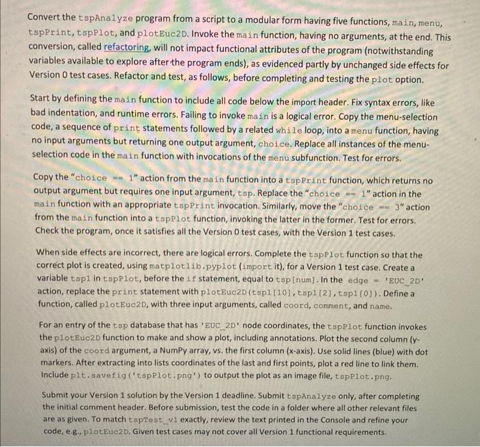 (python coding) need help with version 1 pleasefull | Chegg.com