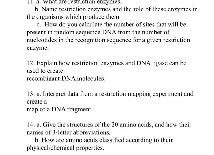 Solved b. Name restriction enzymes and the role of these | Chegg.com