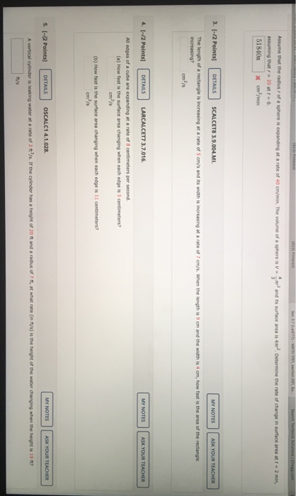 Solved SET-MATHI, and its surface area is 4x Determine the | Chegg.com