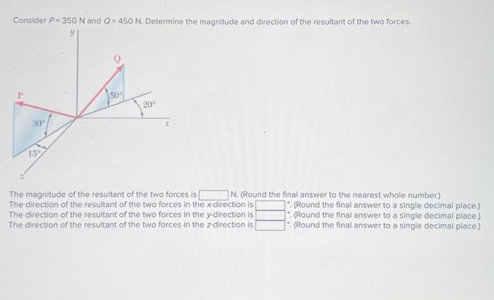 Solved Consider P=350 N and Q=450 N. Determine the magnitude | Chegg.com