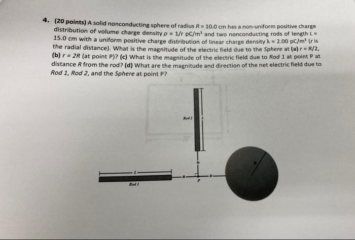 Solved 4. (20 points) A solid nonconducting sphere of radius | Chegg.com