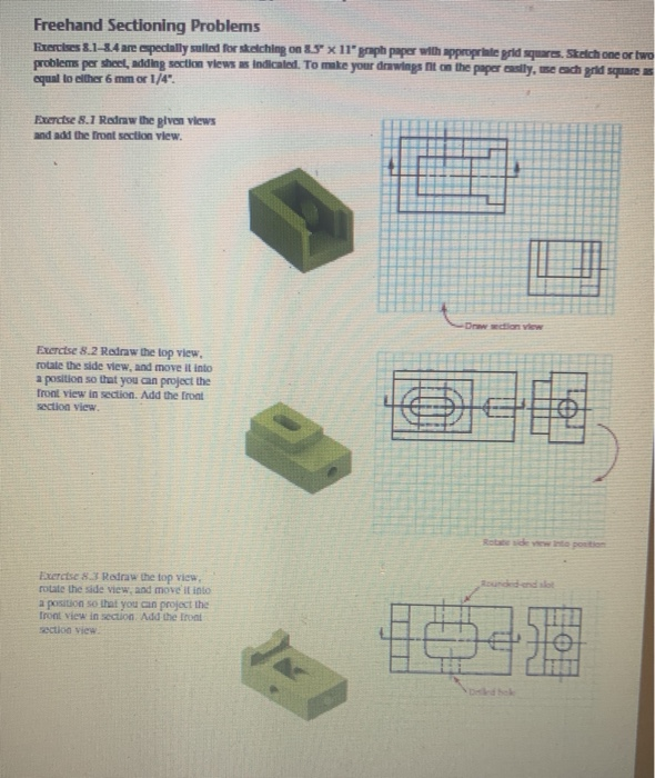 Solved Freehand Sectioning Problems Exercises 8.1-2.4 are | Chegg.com