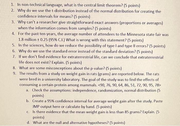 Solved 1. In non-technical language, what is the central | Chegg.com