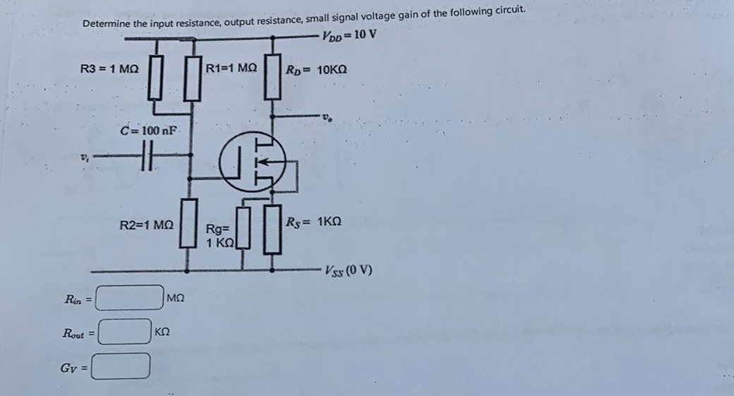 Determine the input resistance, output resistance, | Chegg.com