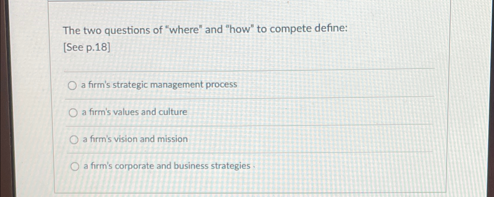 Solved The two questions of "where" and "how" to compete | Chegg.com