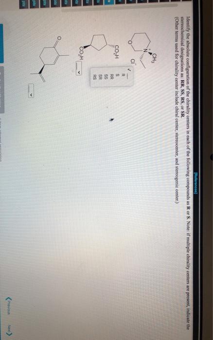 Solved References Identify the absolute configuration of the | Chegg.com