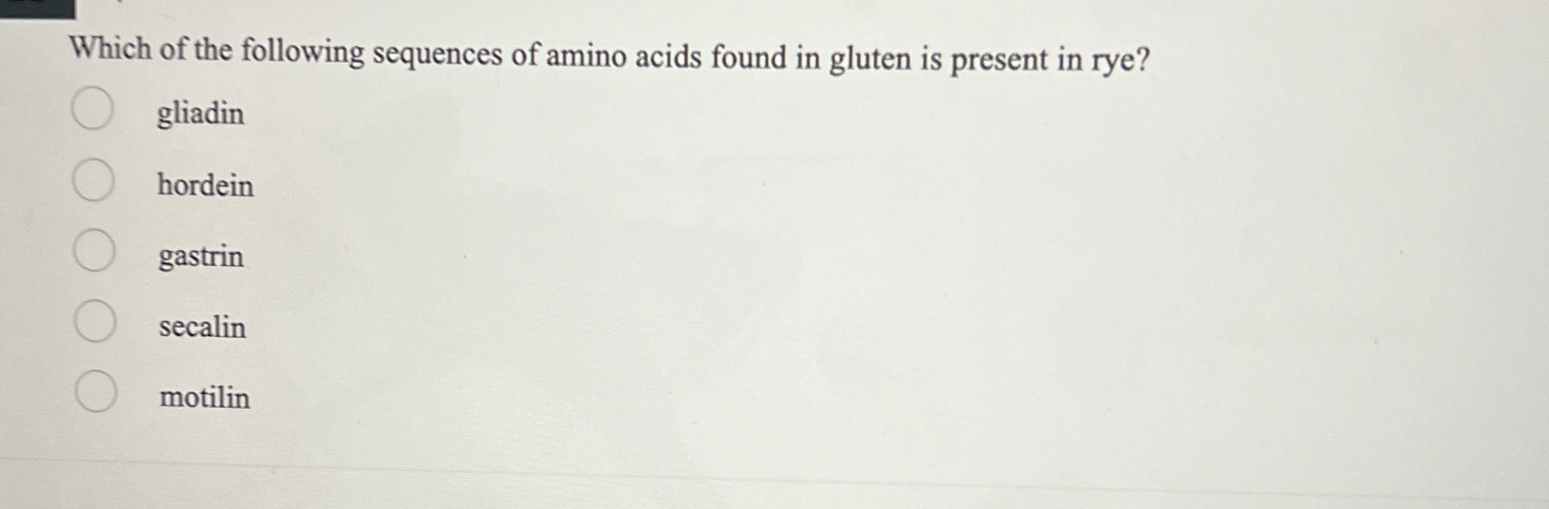 Solved Which of the following sequences of amino acids found | Chegg.com
