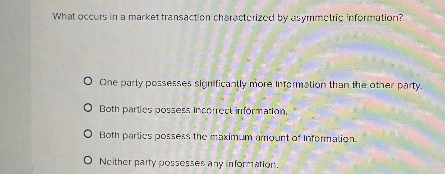 Solved What occurs in a market transaction characterized by | Chegg.com