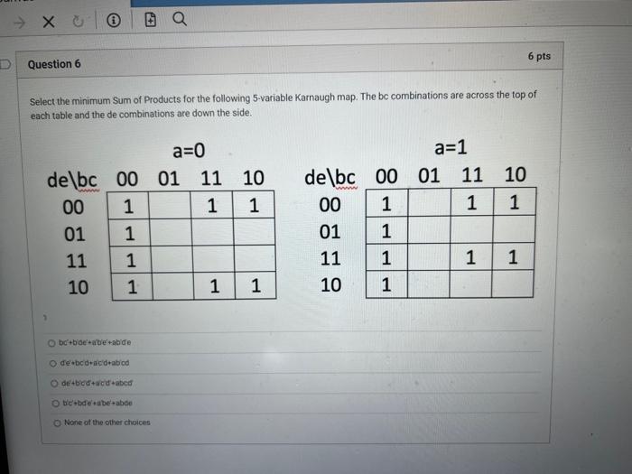 Solved Select the minimum Sum of Products for the following | Chegg.com
