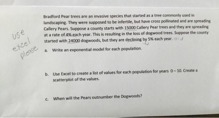 Solved use Bradford Pear trees are an invasive species that | Chegg.com