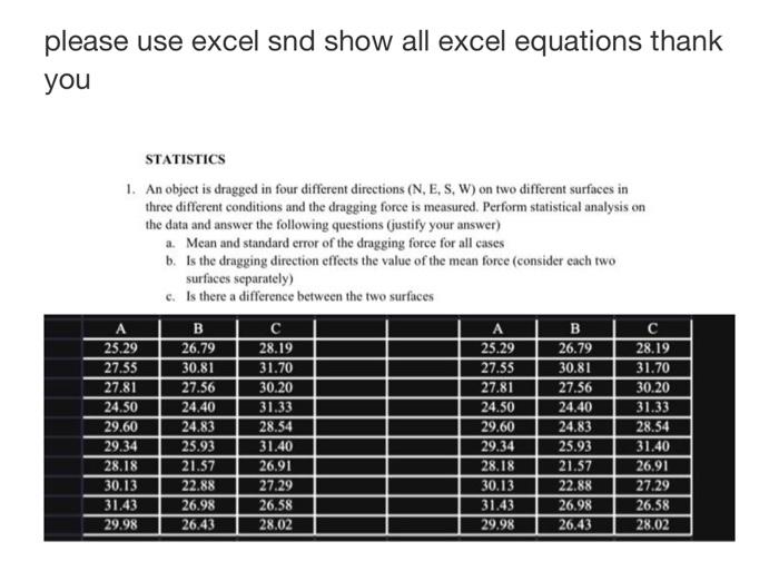Solved please use excel snd show all excel equations thank | Chegg.com