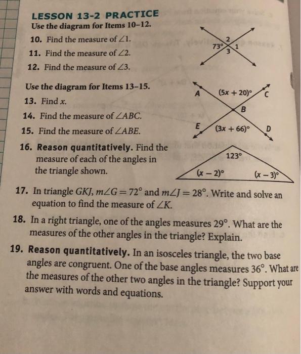 Solved LESSON 13-2 PRACTICE Use the diagram for Items 10-12. | Chegg.com