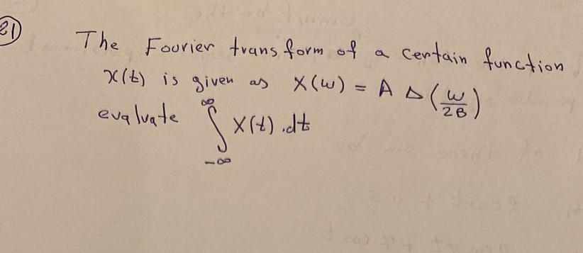 Solved The Fourier transform of a certain function x(t) is | Chegg.com