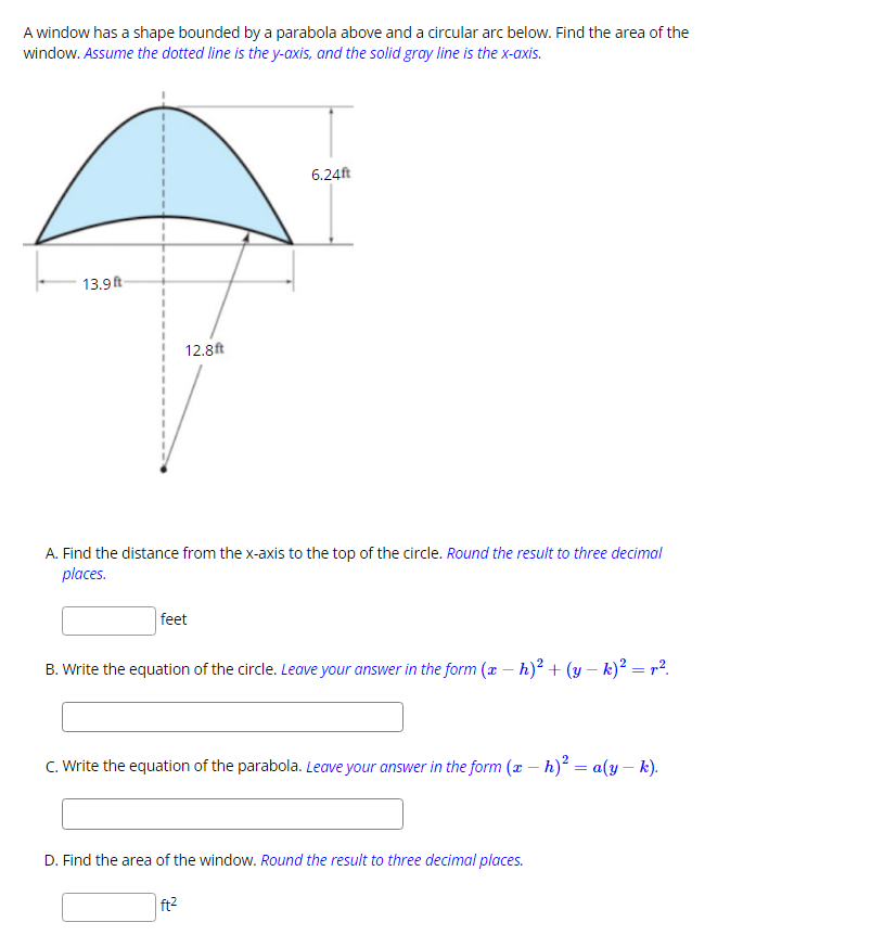 Solved A window has a shape bounded by a parabola above and | Chegg.com