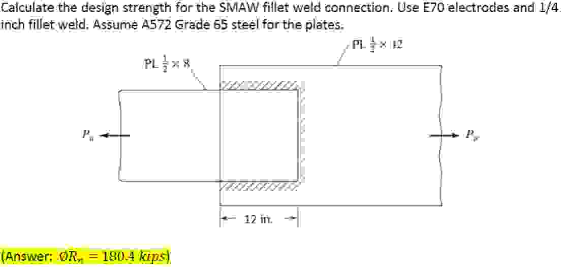 Solved Calculate the design strength for the SMAW fillet | Chegg.com