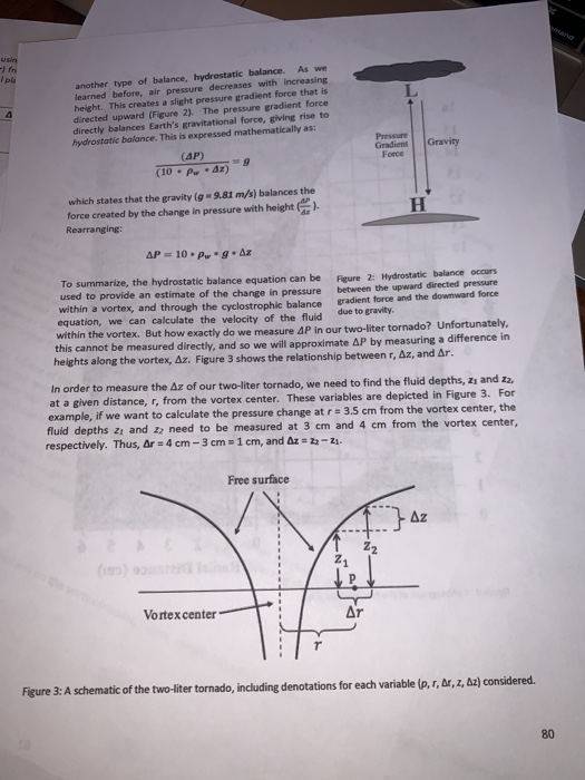 Name: Lab 10 - Cyclostrophic Flow: The Two-Liter | Chegg.com