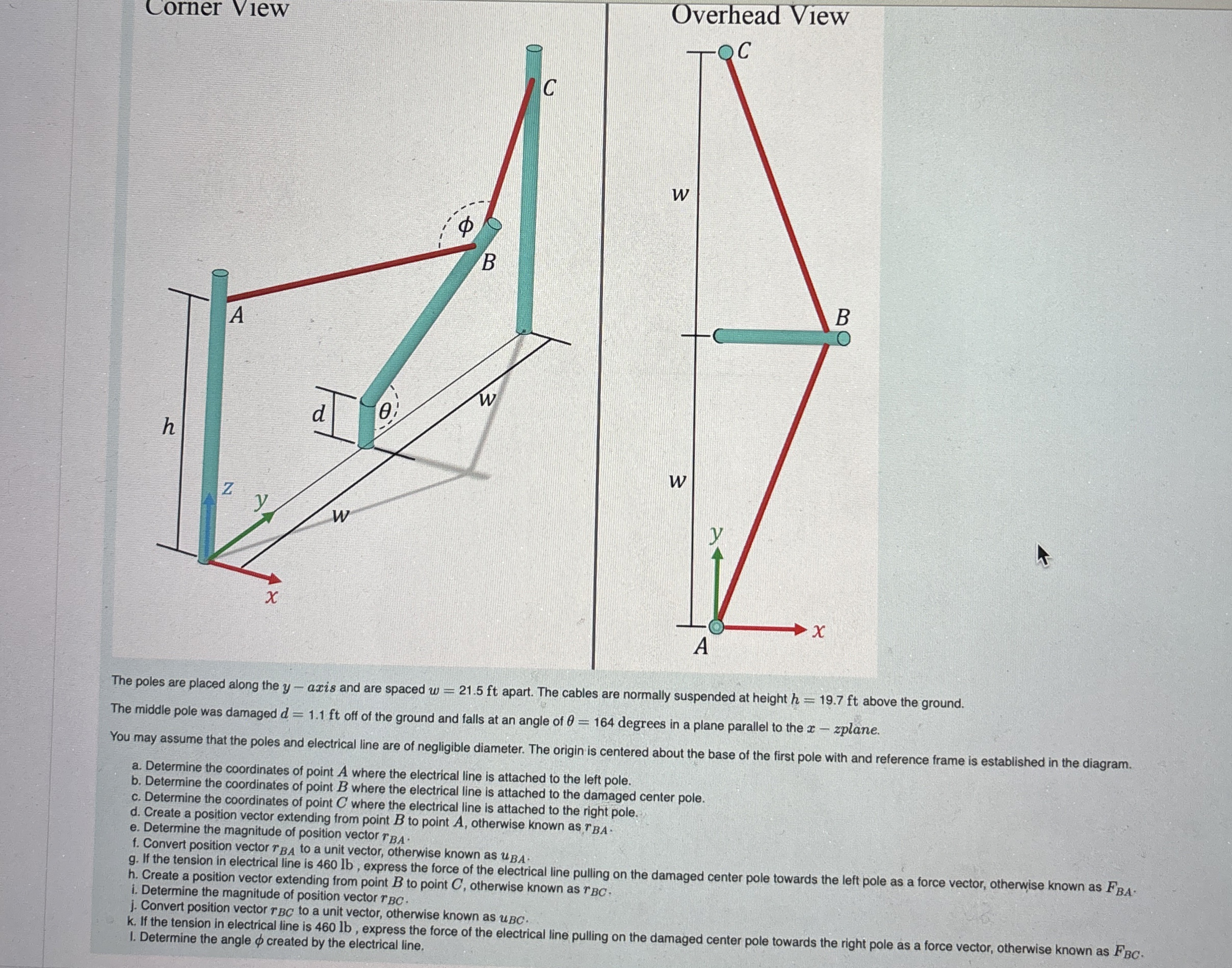 Solved The poles are placed along the y-axis and are spaced | Chegg.com