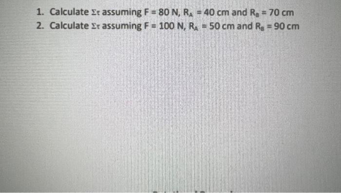 Solved 1. Calculate Et assuming F=80 N,RA=40 cm and RB=70 cm | Chegg.com