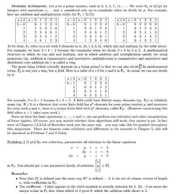 Solved Modular Arithmetic. Let p ﻿be a prime number, such as | Chegg.com