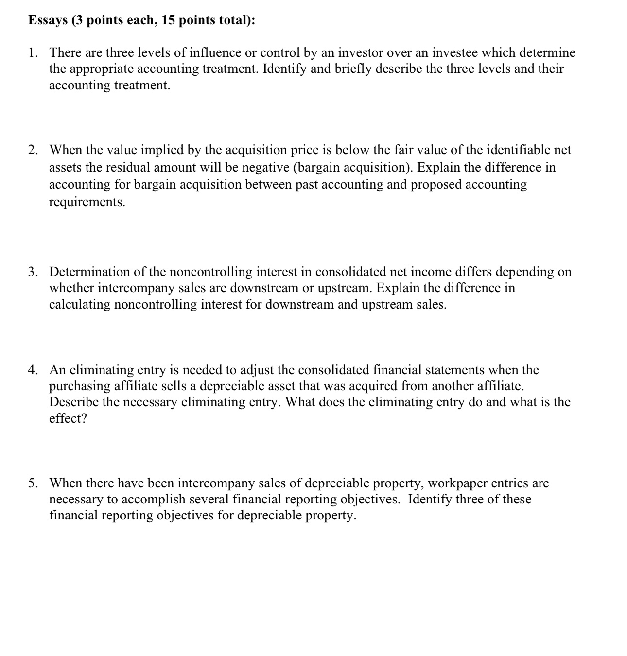 Solved Essays (3 ﻿points each, 15 ﻿points total):There are | Chegg.com