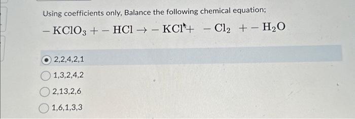 Solved Using coefficients only, Balance the following | Chegg.com