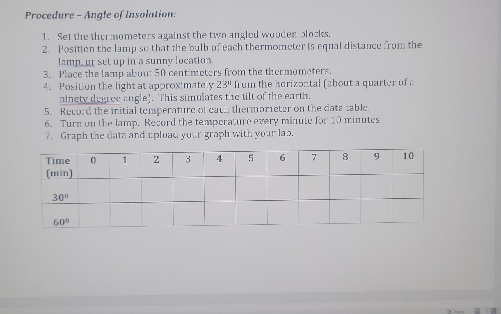 Solved Procedure-Angle of Insolation: 1. Set the | Chegg.com