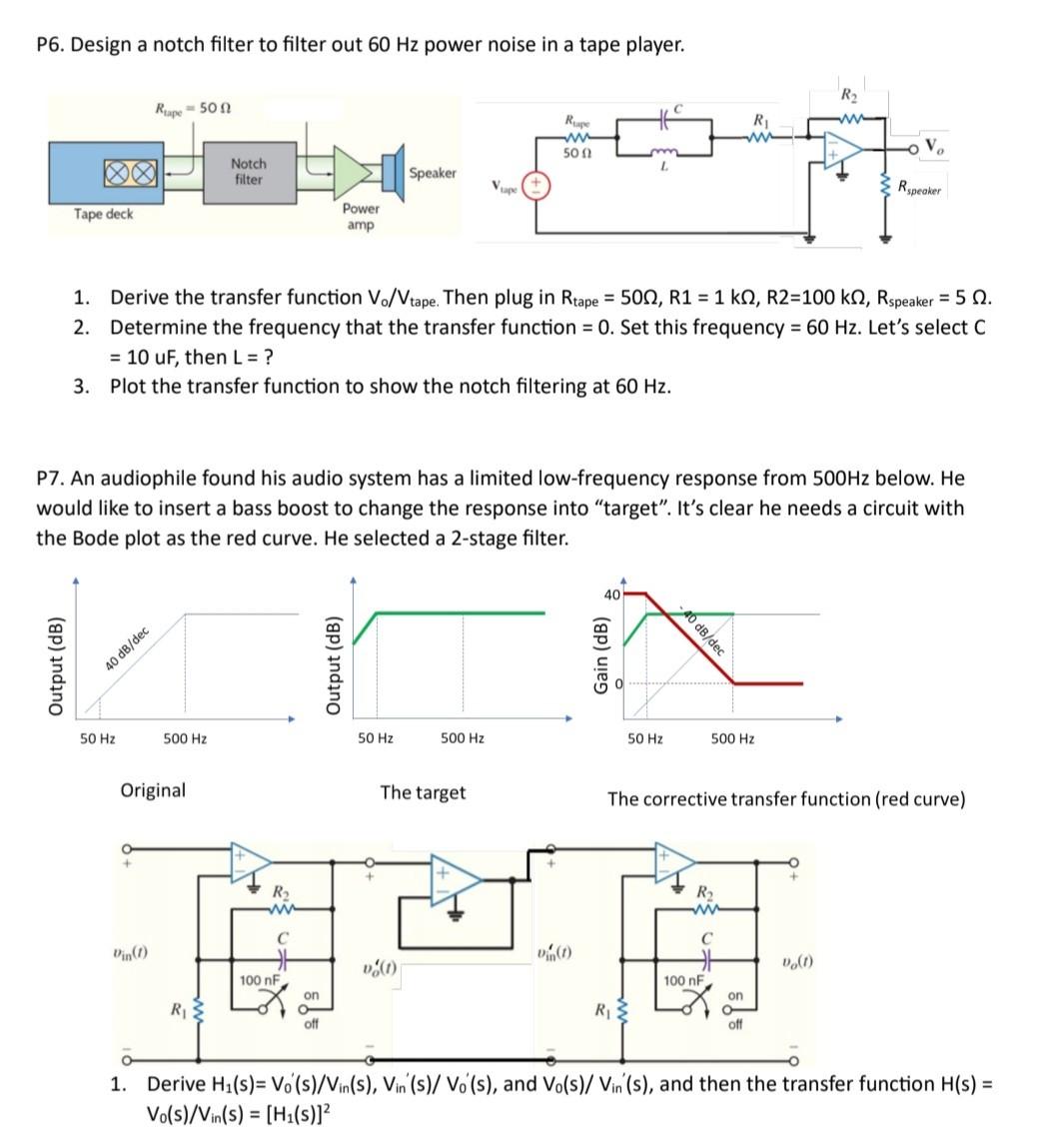 Solved P6. Design a notch filter to filter out 60 Hz power | Chegg.com