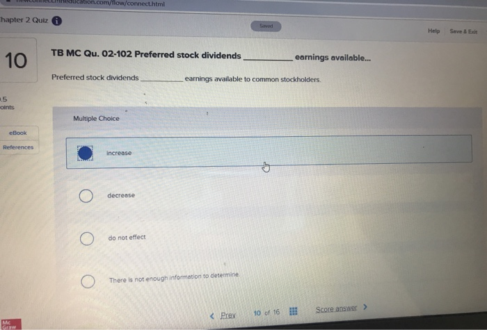 Solved me d ucation.com/flow/connect.html hapter 2 Quiz Help | Chegg.com