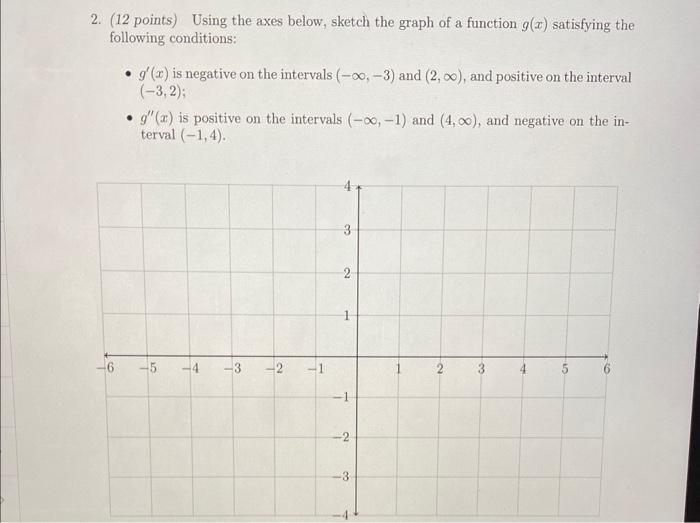 Solved 2. (12 points) Using the axes below, sketch the graph | Chegg.com