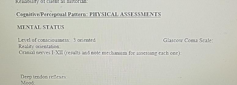 Solved Cognitive/Perceptual Pattern: PHYSICAL | Chegg.com