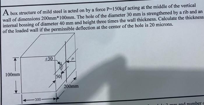 Solved A box structure of mild steel is acted on by a force | Chegg.com