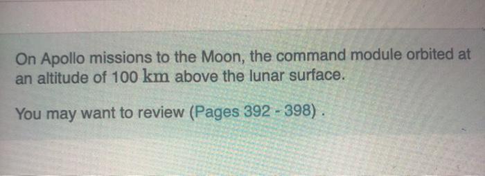 Solved On Apollo Missions To The Moon The Command Module