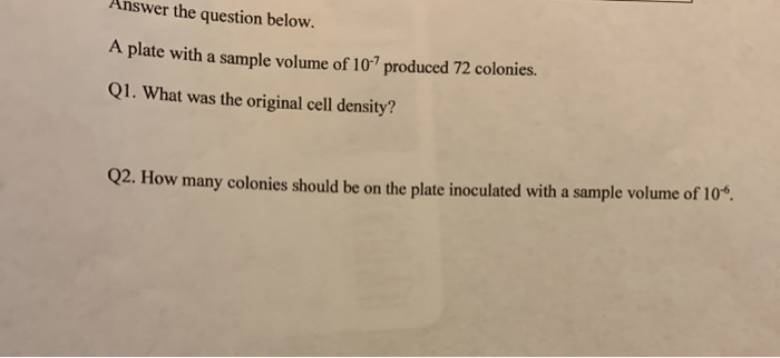 Solved Answer the question below. A plate with a sample | Chegg.com
