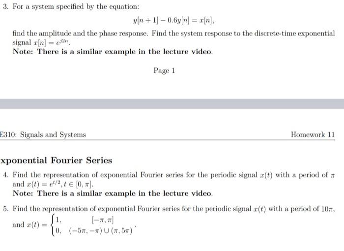 Solved 3. For a system specified by the equation: | Chegg.com