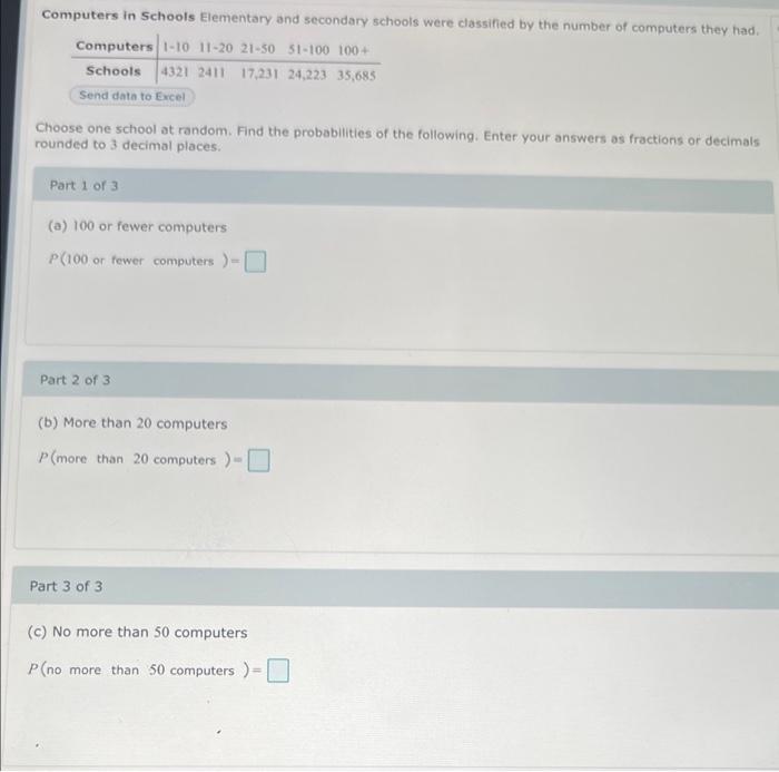 Solved Computers in Schools Elementary and secondary schools | Chegg.com