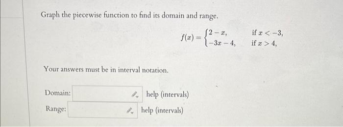 Solved Graph the piecewise function to find its domain and | Chegg.com