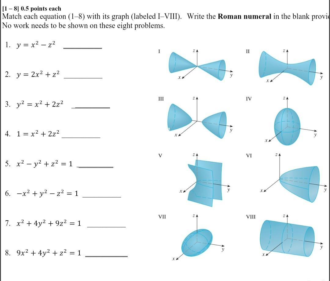 Solved [1−8]0.5 points each Match each equation (1-8) with | Chegg.com