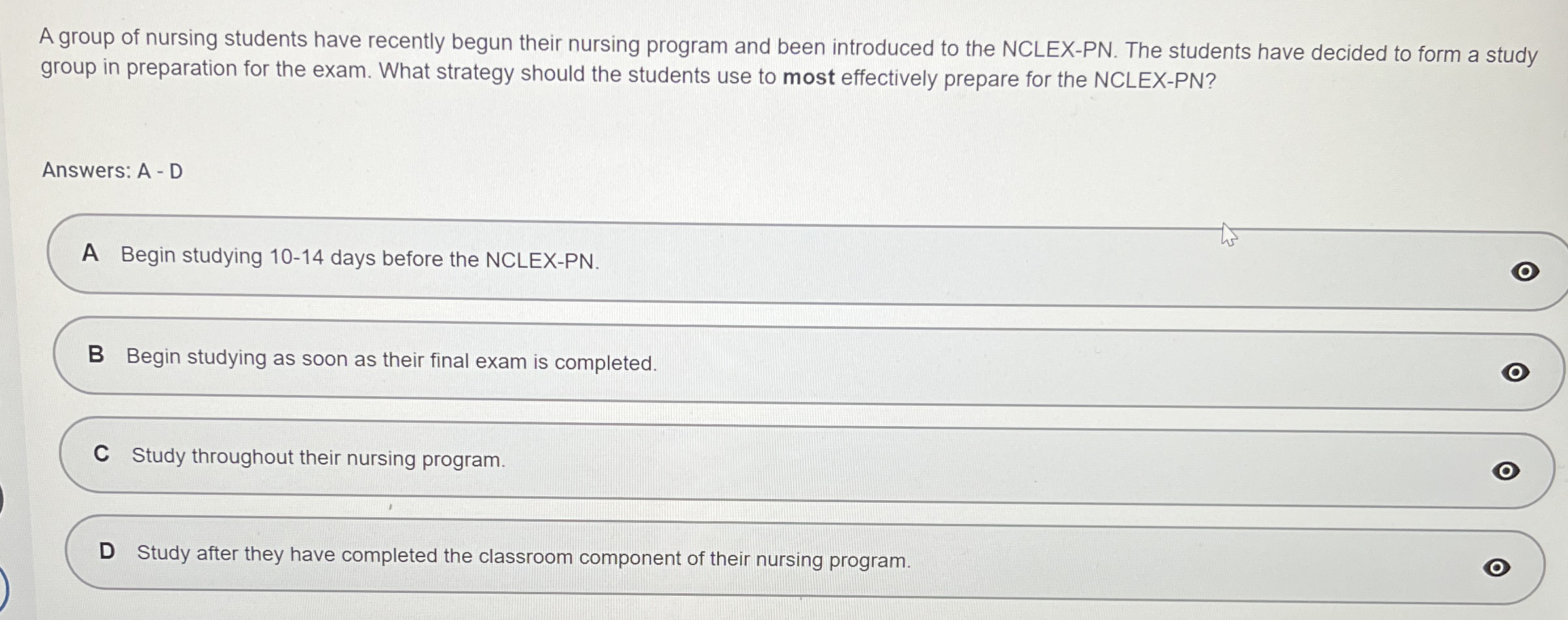 Solved A group of nursing students have recently begun their | Chegg.com