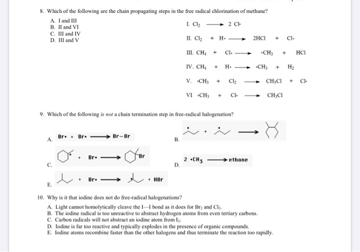 Solved III IV 5. The product of free-radical halogenation | Chegg.com